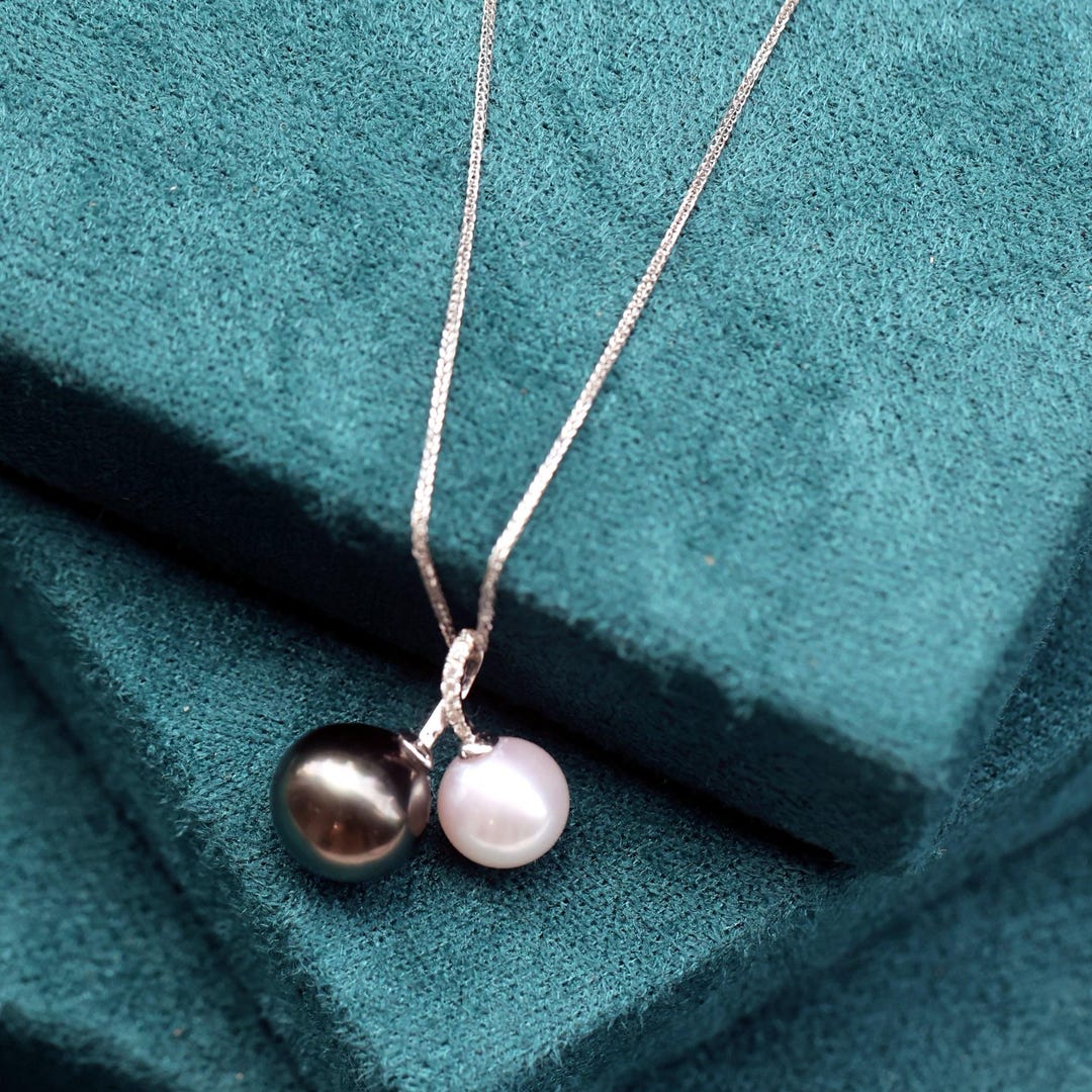 18K Solid Gold Tahitian Pearl Necklace | Minimalist Elegant Jewelry - Etsy
