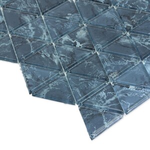 Bold Navy Triangle Glass Tile, Water Splash Look, Geometric Elegance ...