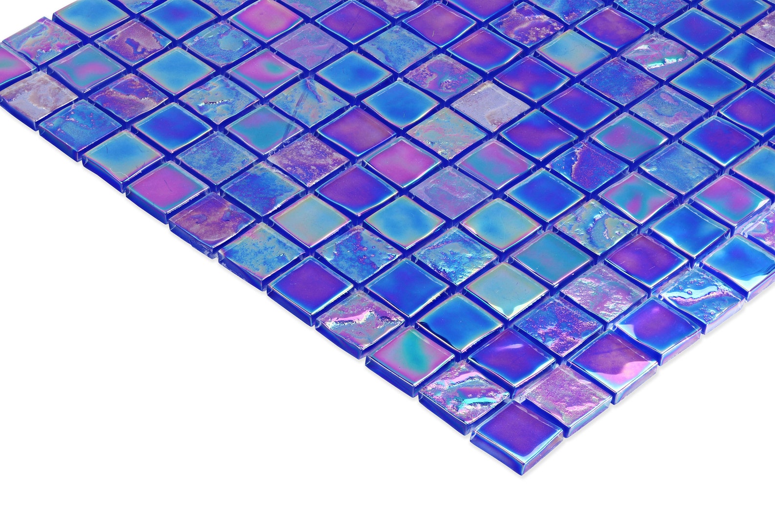 Blue Iridescent Glass Mosaic Tile: 1" X 1" Polished Finish - Etsy