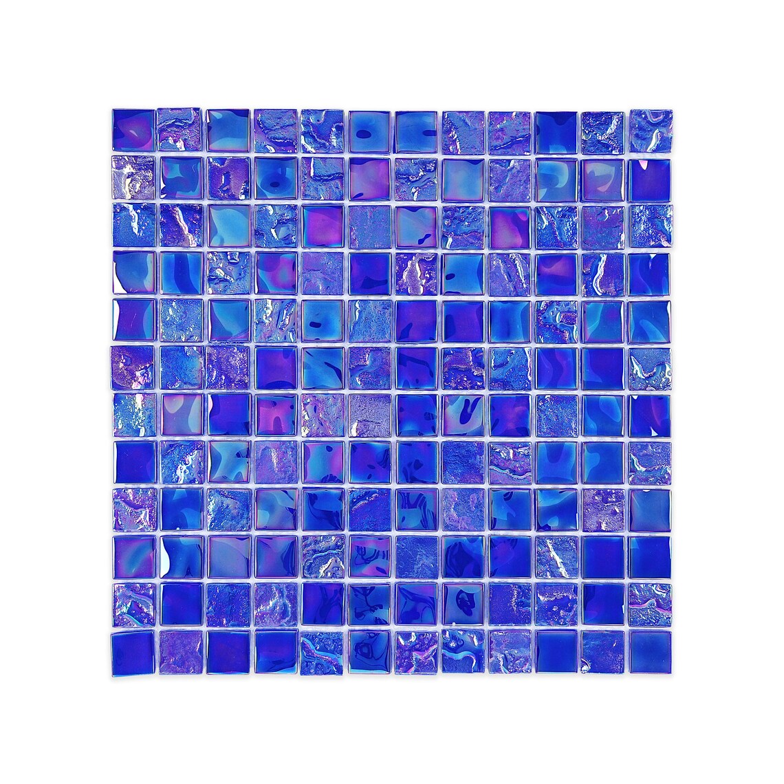 Blue Iridescent Glass Mosaic Tile: 1" X 1" Polished Finish - Etsy