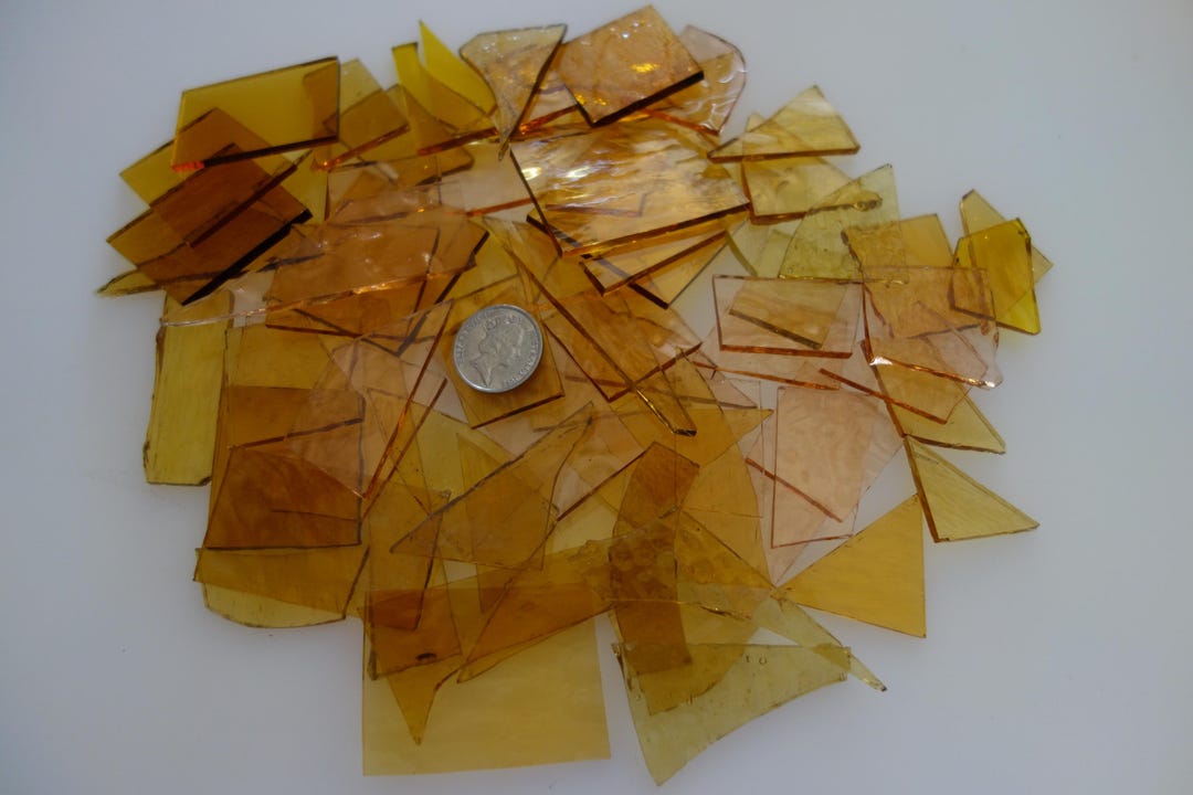 Yellow and Light Amber Translucent Scrap Glass Suitable for Mosaics and ...