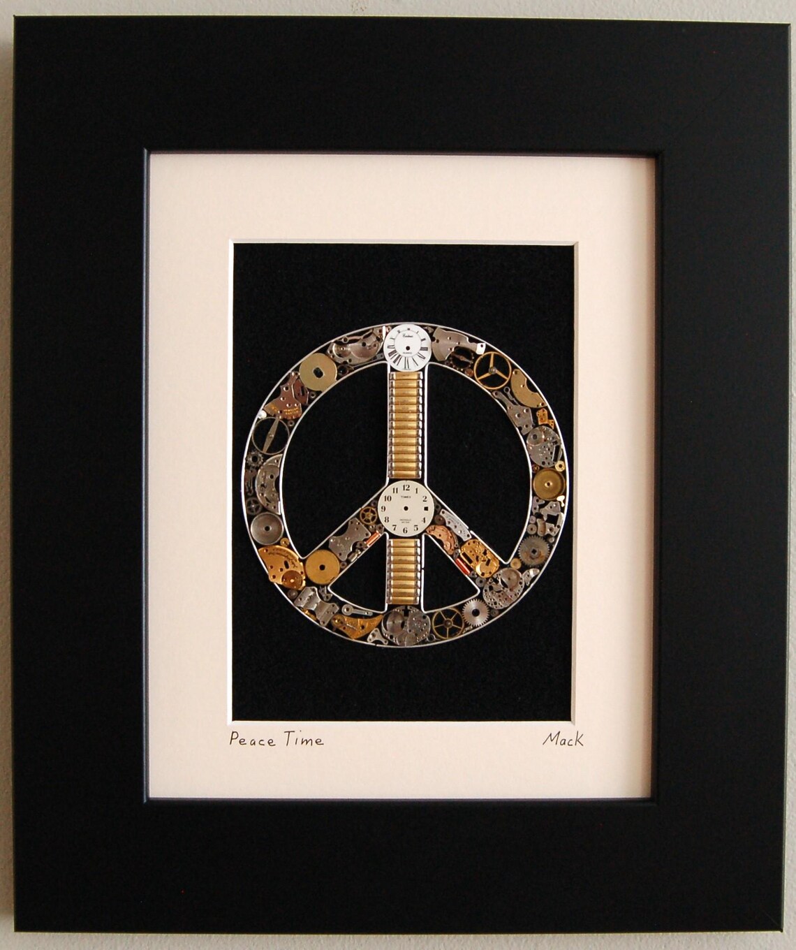 Peace Time Peace Sign Watch Part Art Framed Wall Art Horological Art ...