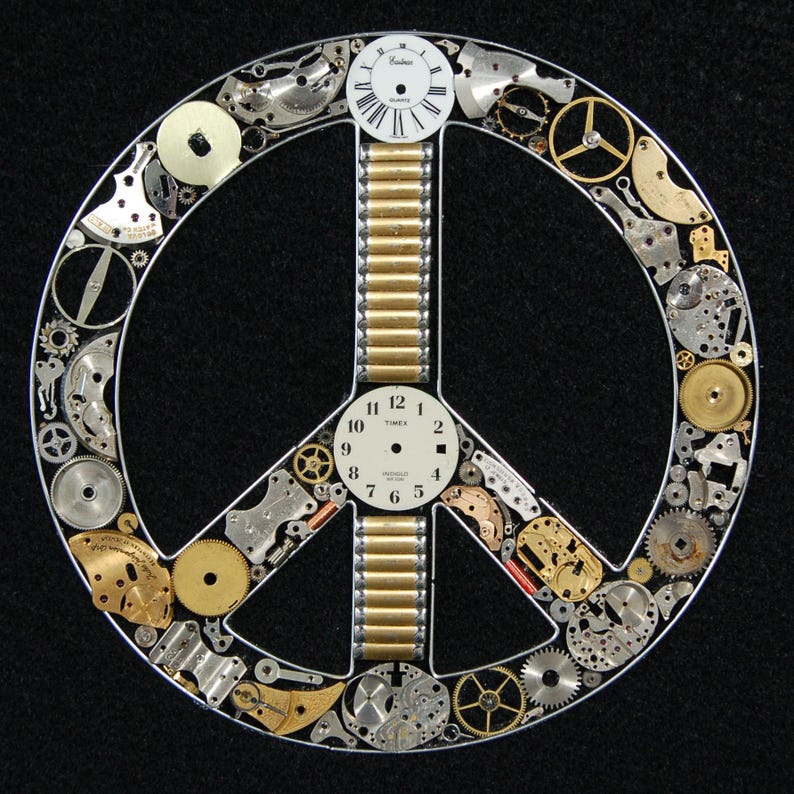 Peace Time Peace Sign Watch Part Art Framed Wall Art Horological Art ...