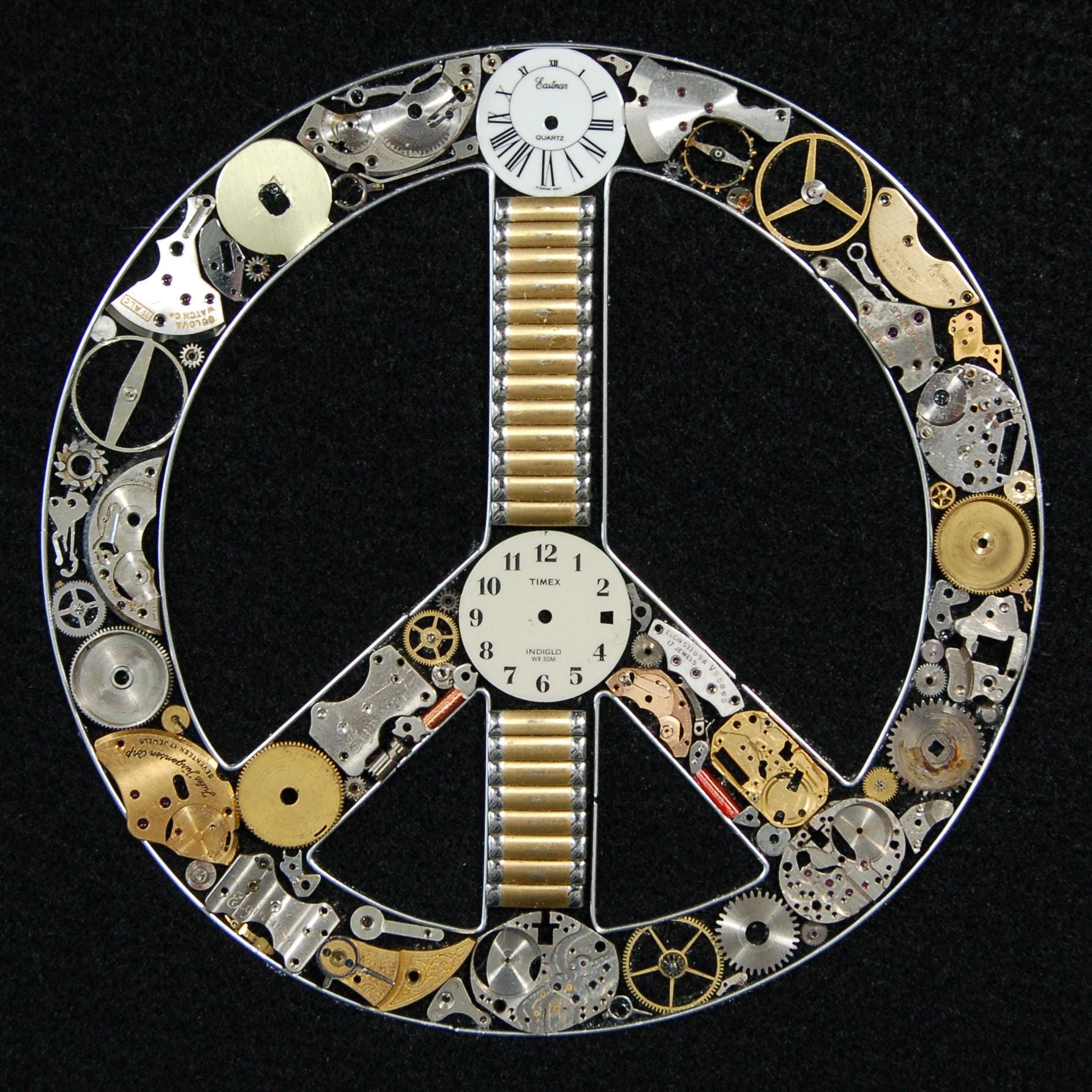 Peace Time Peace Sign Watch Part Art Framed Wall Art Horological Art ...