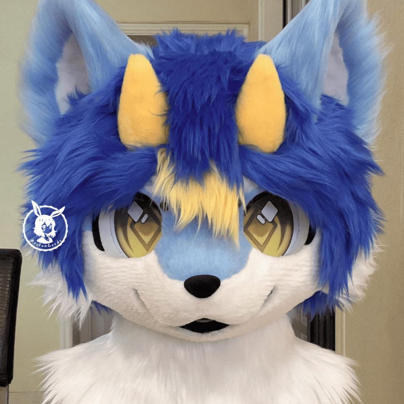 Cute Blue Lightning Dog Fursuit Head,cosplay Kenomo Furhead,theme Party ...