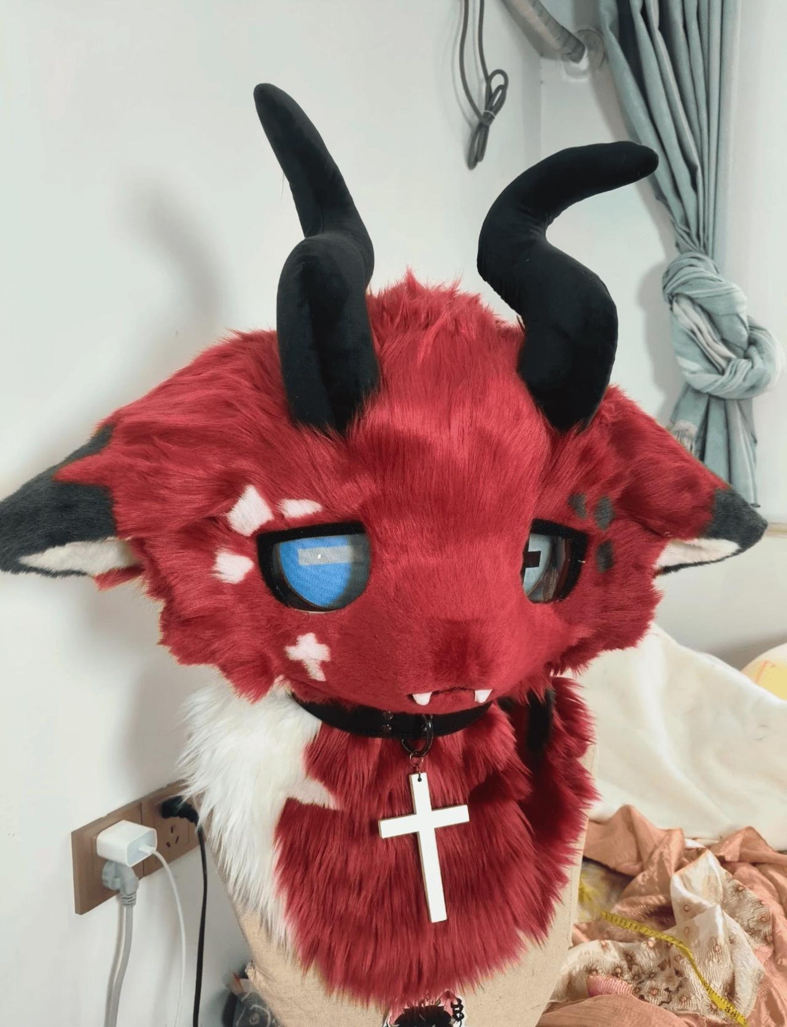 Nightmare Crimson Fox Fursuit Head,cosplay Kenomo Furhead,theme Party ...