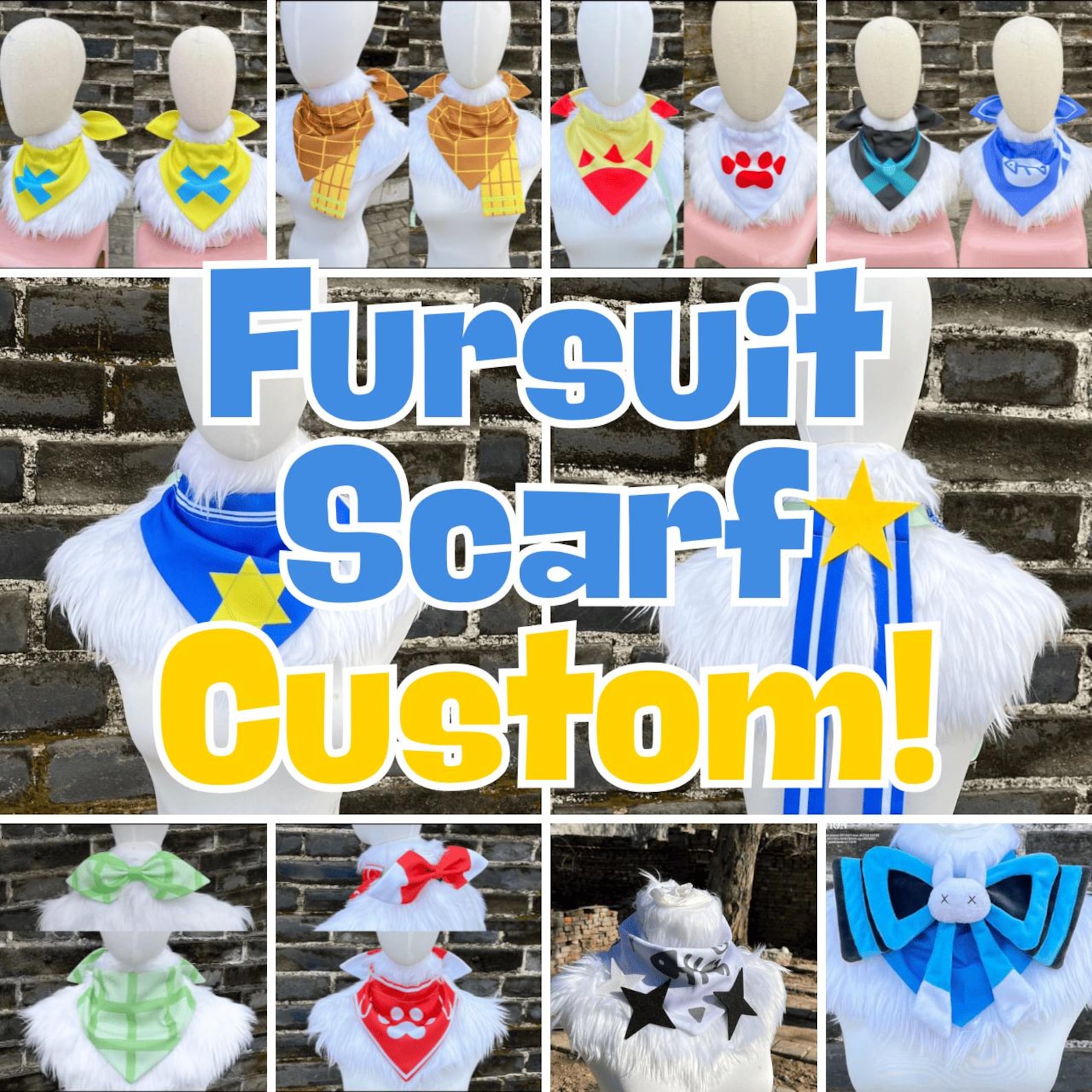 Fursuit Scarf Collar, Fursuit Head Accessories, Fursuit Drool Bib ...