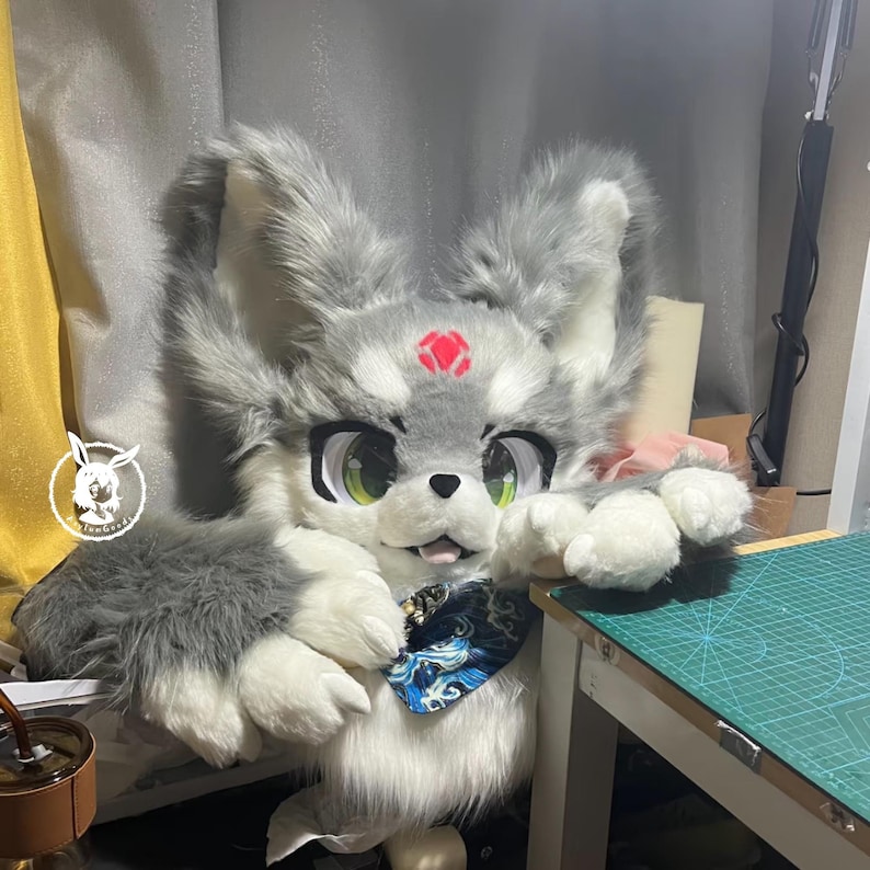 Cute Gray Puppy Fursuit Head,cosplay Kenomo Furhead,theme Party,furry ...