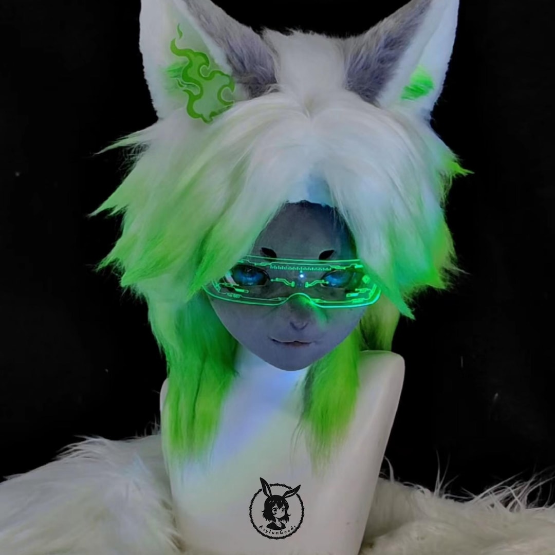 Cyberpunk Black Cat Fursuit Head,cosplay Kigurumi Furhead,kenomo Theme ...