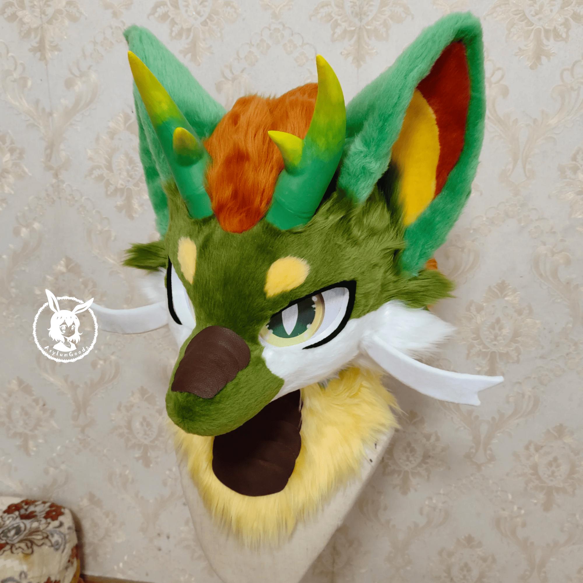 Green Forest Dragon Fursuit Head,cosplay Kenomo Furhead,theme Party ...