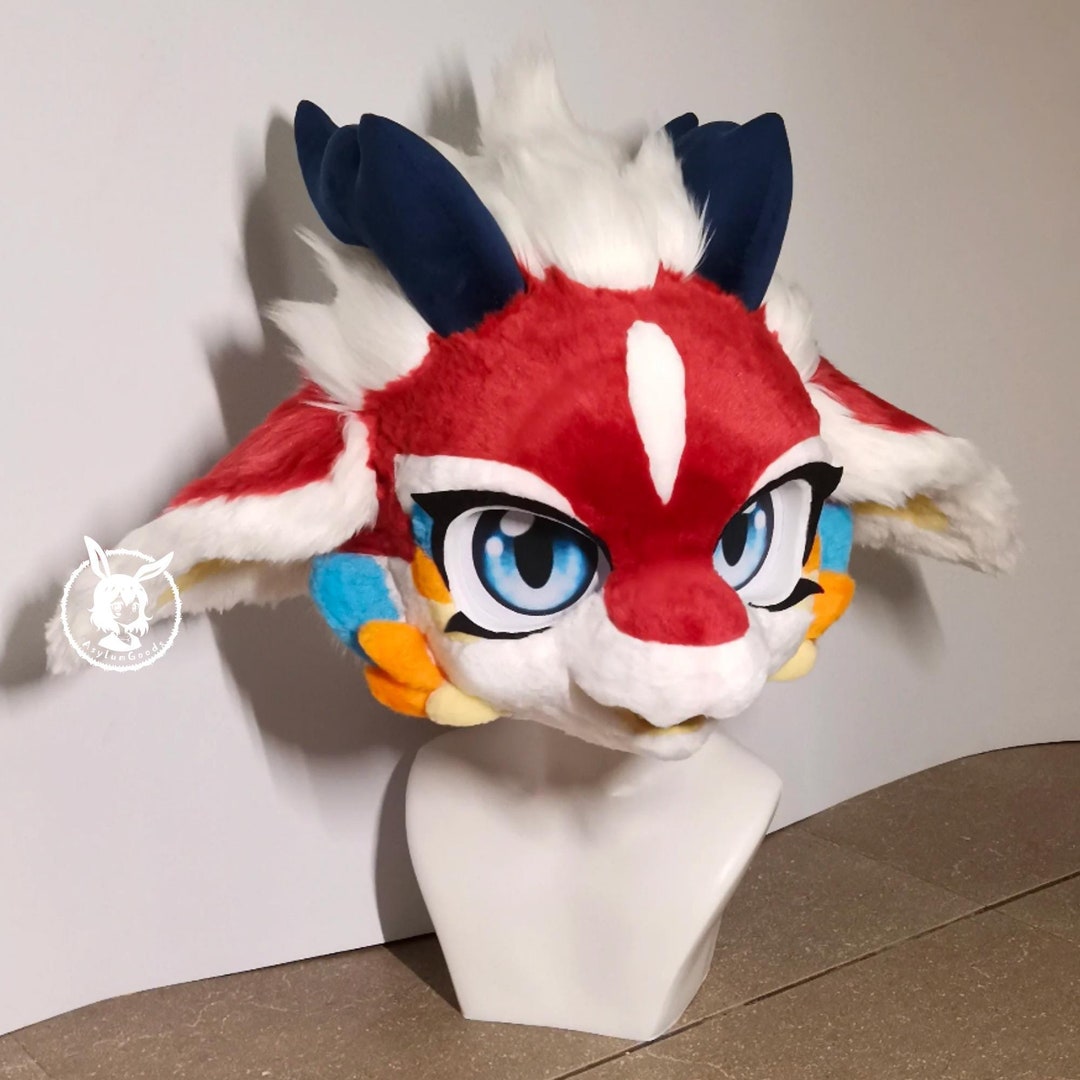 Cute Red Dragon Fish Fursuit Head,cosplay Kenomo Furhead,theme Party ...