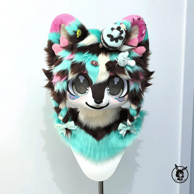 Colorful Candy Cat Fursuit Head,cosplay Kenomo Fursuit Head,theme Party ...