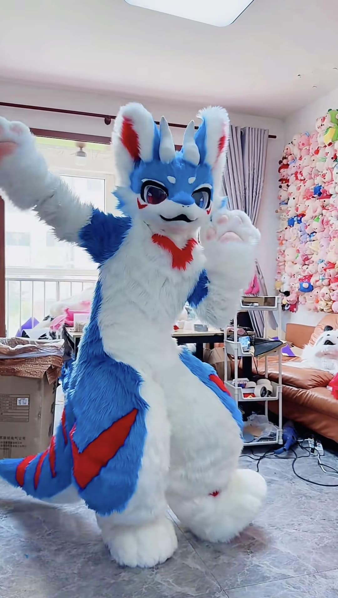 Red Striped Blue Dragon Full Body Suit,cosplay Kenomo Furhead,theme ...