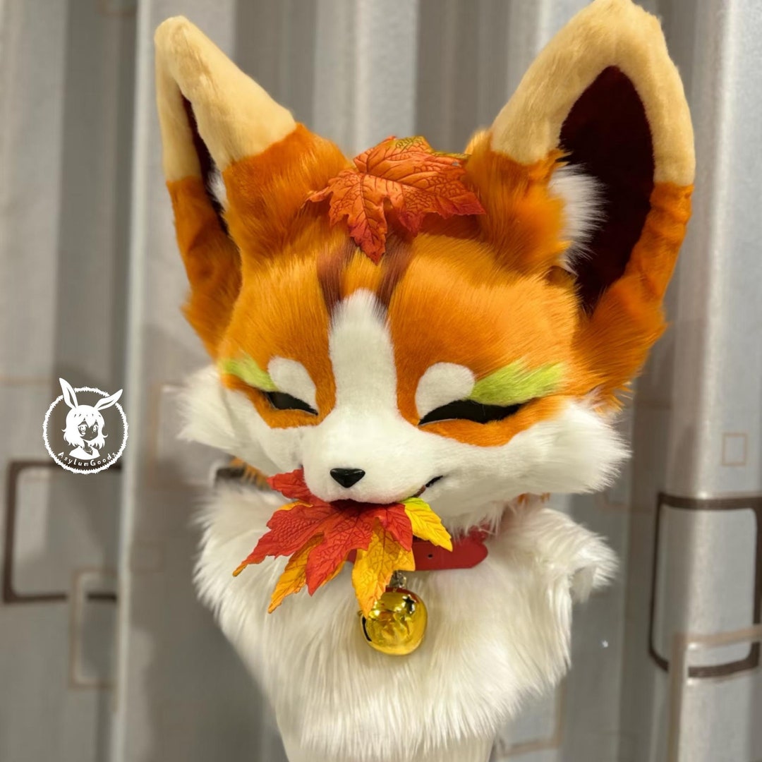 Cute Maple Leaf Fox Fursuit Head,cosplay Kenomo Furhead,theme Party ...