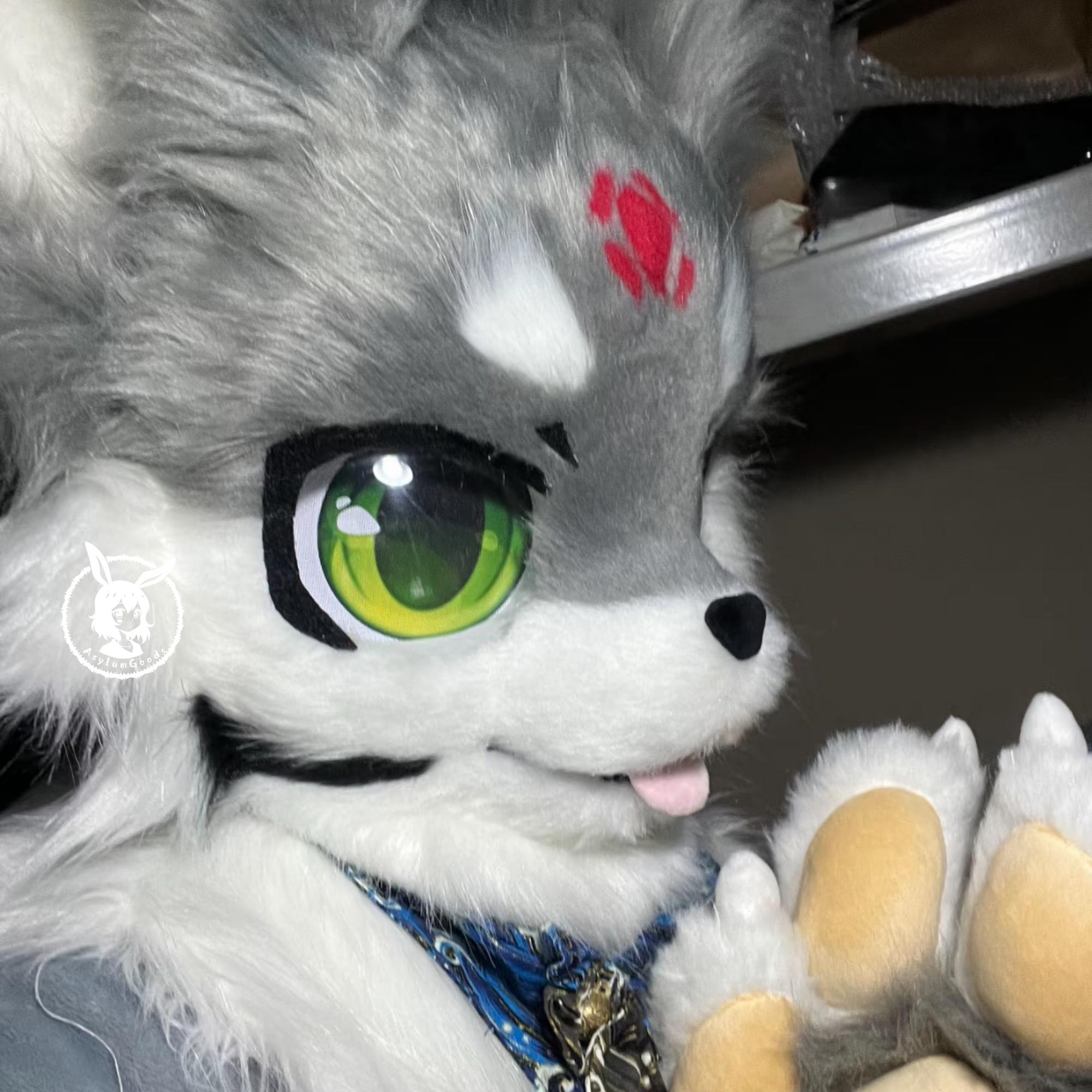 Cute Gray Puppy Fursuit Head,cosplay Kenomo Furhead,theme Party,furry ...