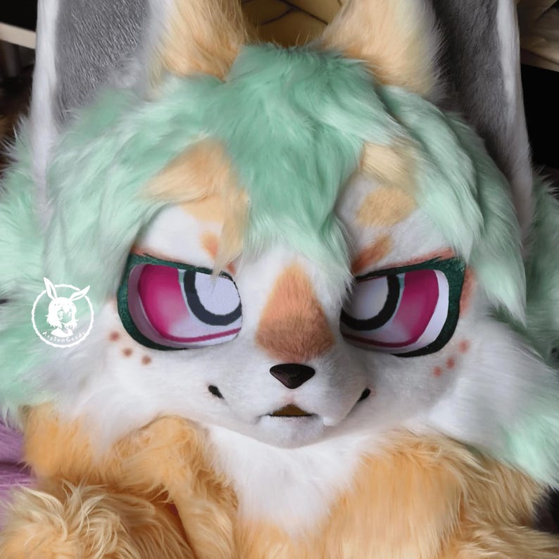 Fox Lady With Twin Ponytails Fursuit Head,cosplay Kenomo Furhead,theme ...