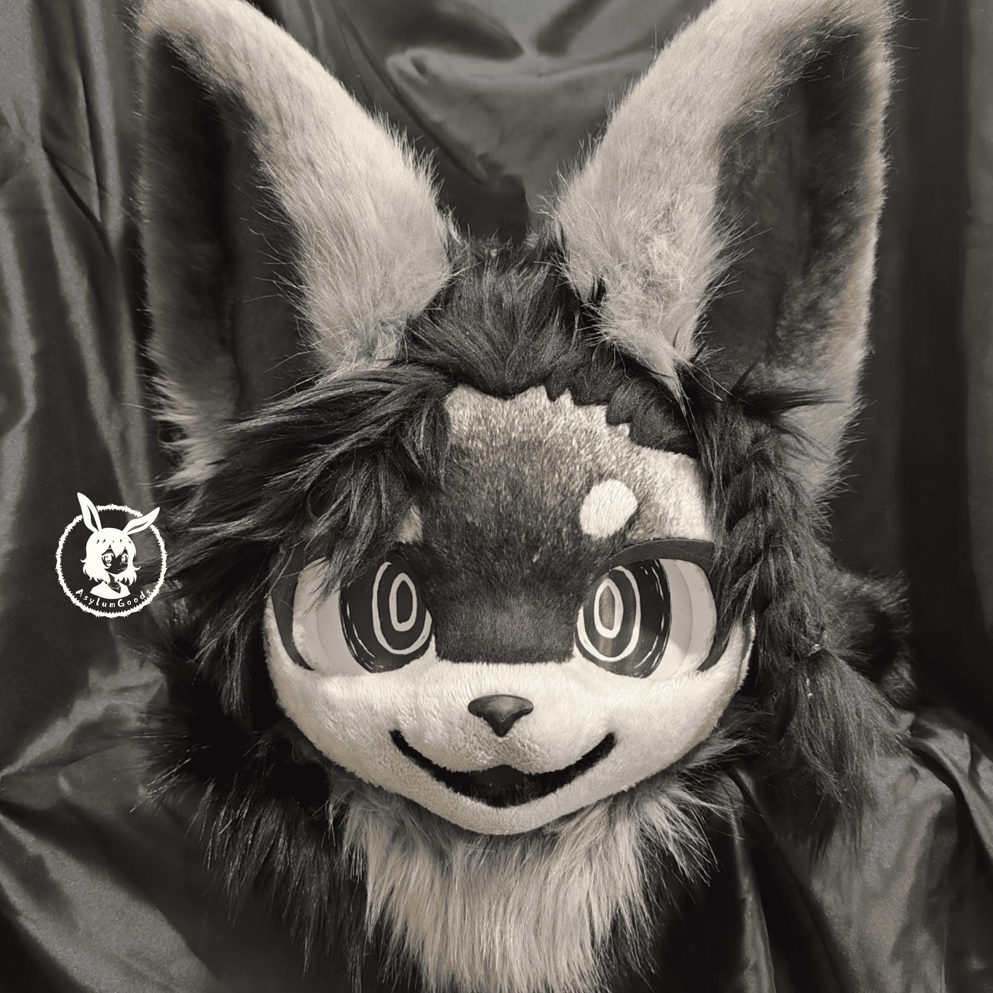 Black Ponytail Cat Lady Fursuit Head,cosplay Kenomo Furhead,theme Party ...