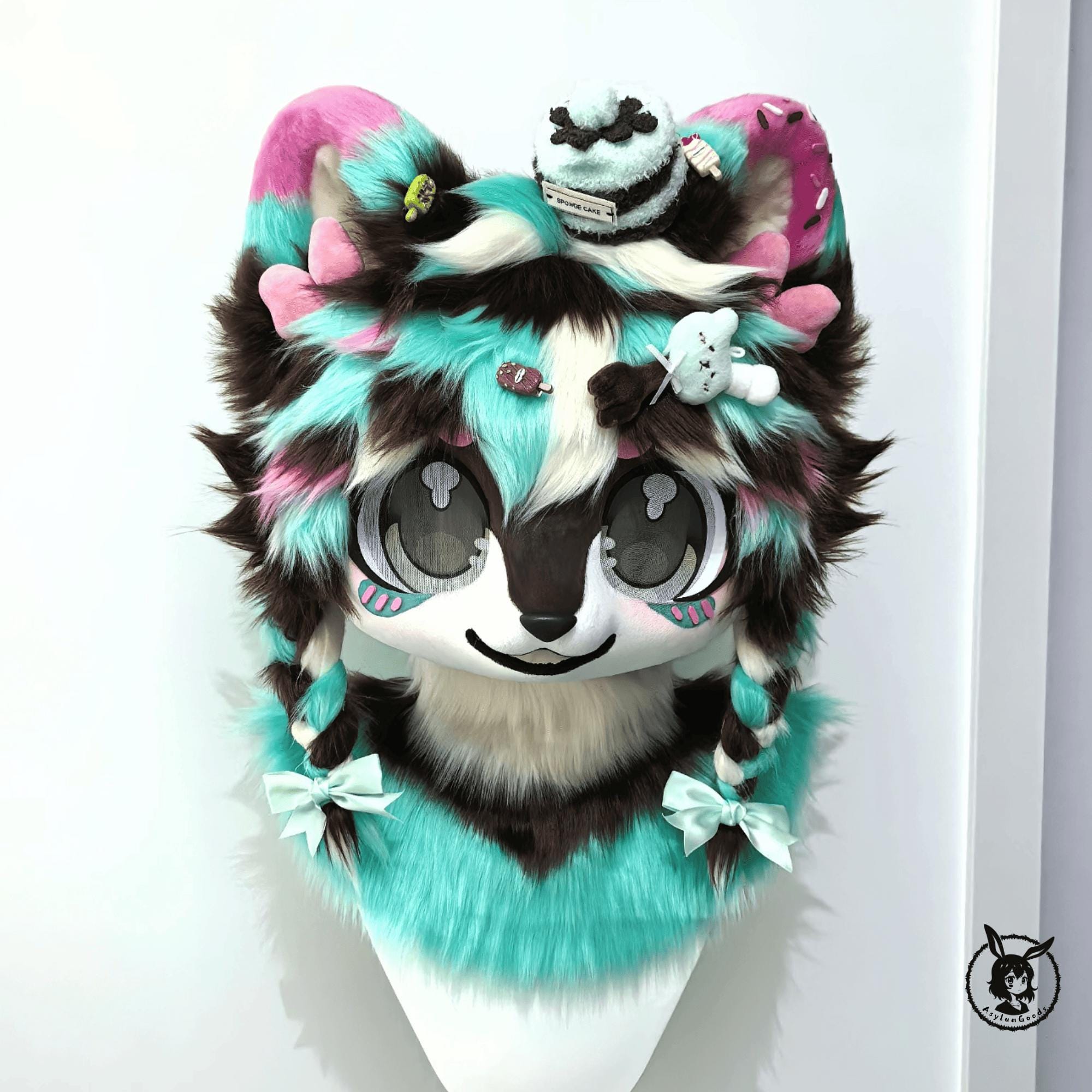 Colorful Candy Cat Fursuit Head,cosplay Kenomo Fursuit Head,theme Party ...