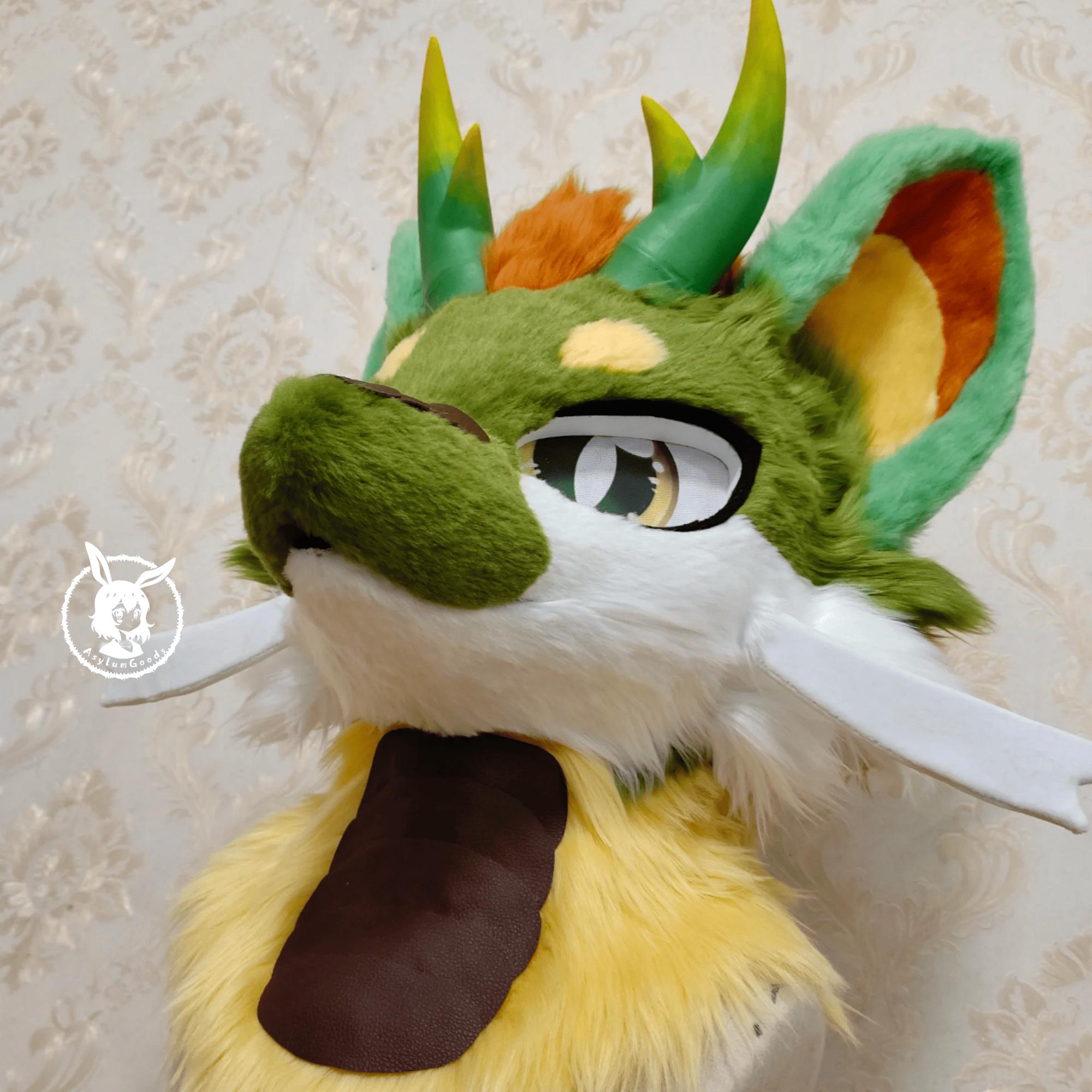 Green Forest Dragon Fursuit Head,cosplay Kenomo Furhead,theme Party ...