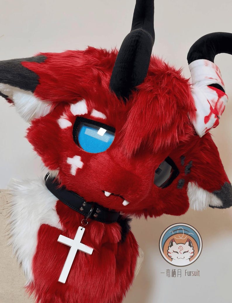Nightmare Crimson Fox Fursuit Head,cosplay Kenomo Furhead,theme Party ...
