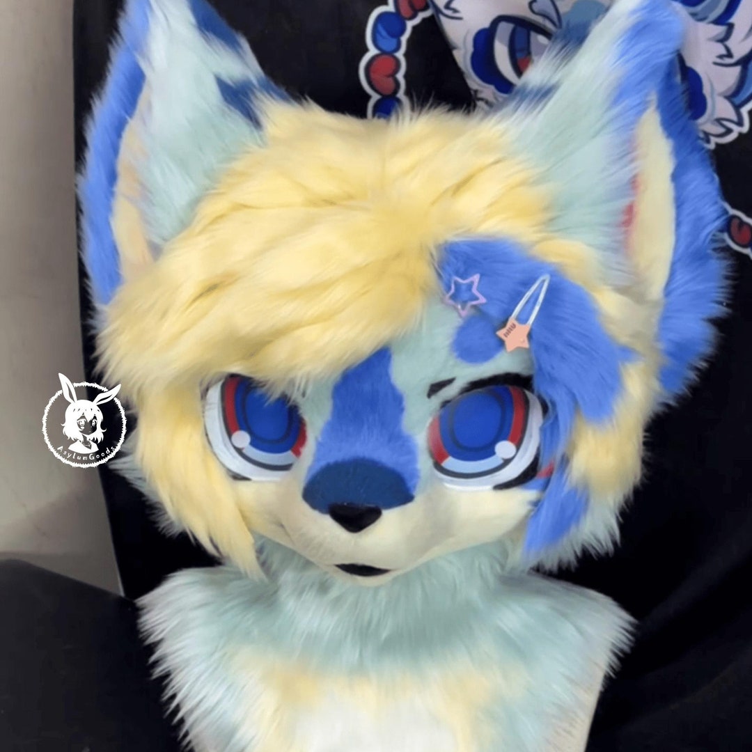 Cute Blue Star Cat Fursuit Head,cosplay Kenomo Furhead,theme Party ...