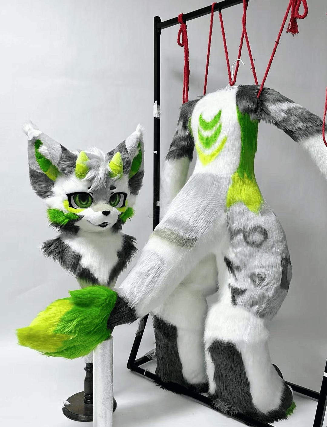 Green-striped Dragon Full Body Suit,cosplay Kenomo Furhead,theme Party ...