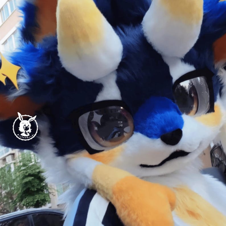 Cute Blue Star Dragon Fursuit Head,cosplay Kenomo Furhead,theme Party ...