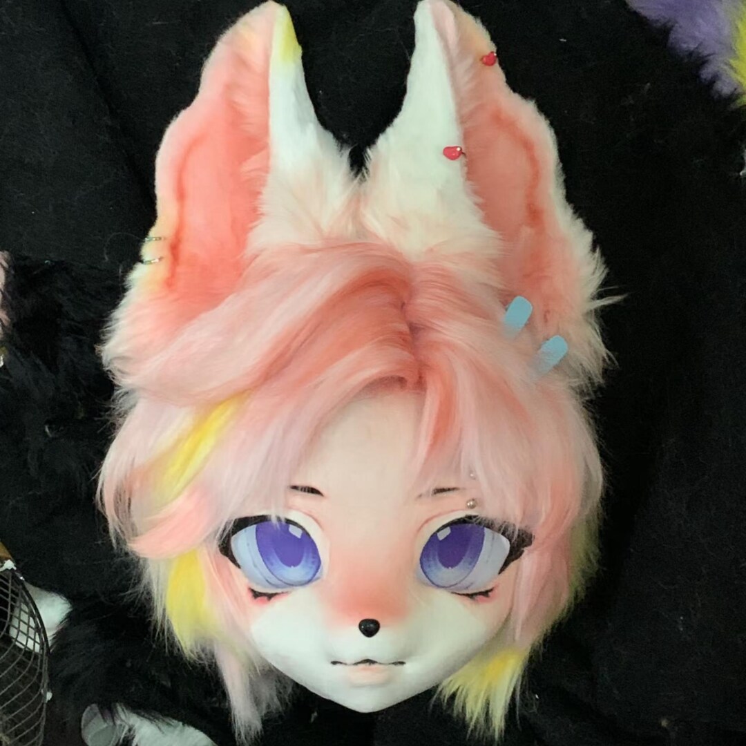 Pink Strawberry Rabbit Fursuit Head,cosplay Kigurumi Furhead,kenomo ...