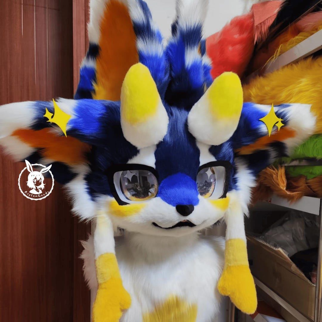 Cute Blue Star Dragon Fursuit Head,cosplay Kenomo Furhead,theme Party ...