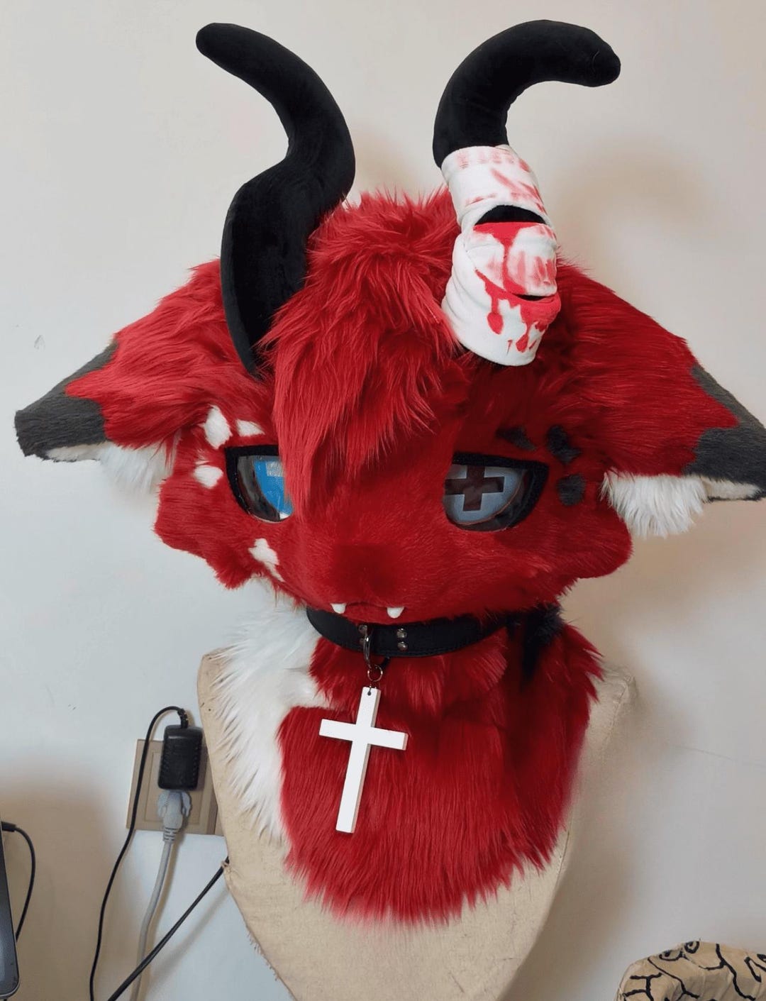 Nightmare Crimson Fox Fursuit Head,cosplay Kenomo Furhead,theme Party ...