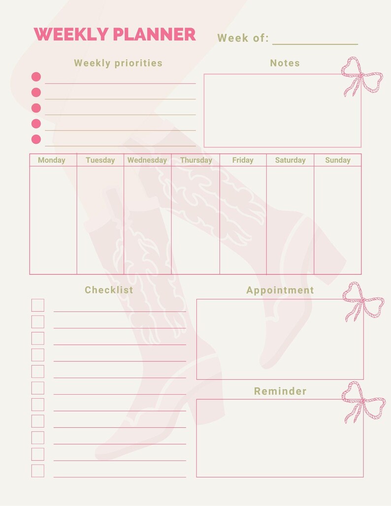 Type B | Western Chic Digital Planner | Undated Monthly & Weekly PDF ...