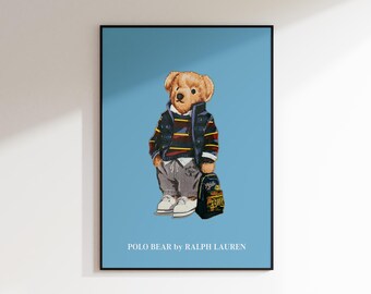 Polo Bear Wall Art Poster, Fashion Magazine Poster, Vintage Fashion ...