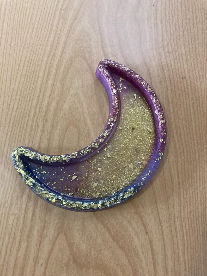 Bisexual Pride Flag Colors Moon Jewelry Tray Organizer Gold Glitter ...