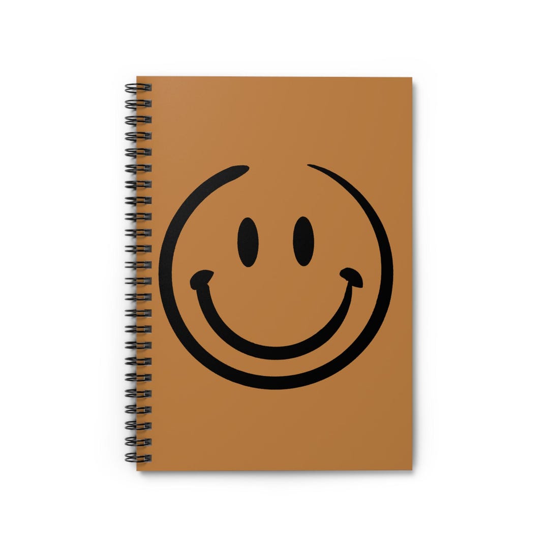 Brown With Black Smiley Face Notebook Ruled Line - Etsy