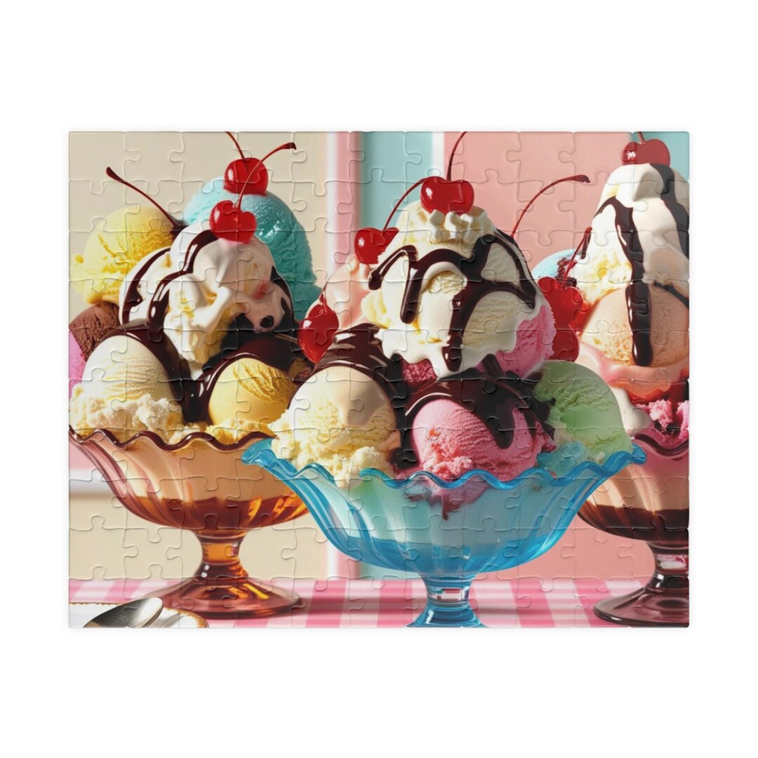 Retro Ice Cream Sundaes Puzzle (110, 252, 520, Piece) Puzzle - Etsy