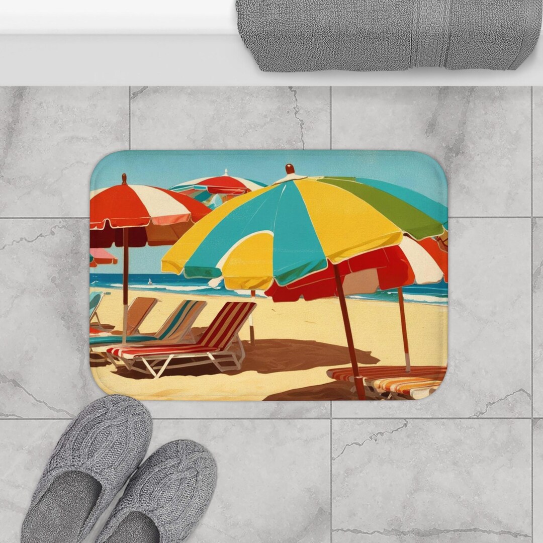 Retro Beach Bath Mat - Etsy