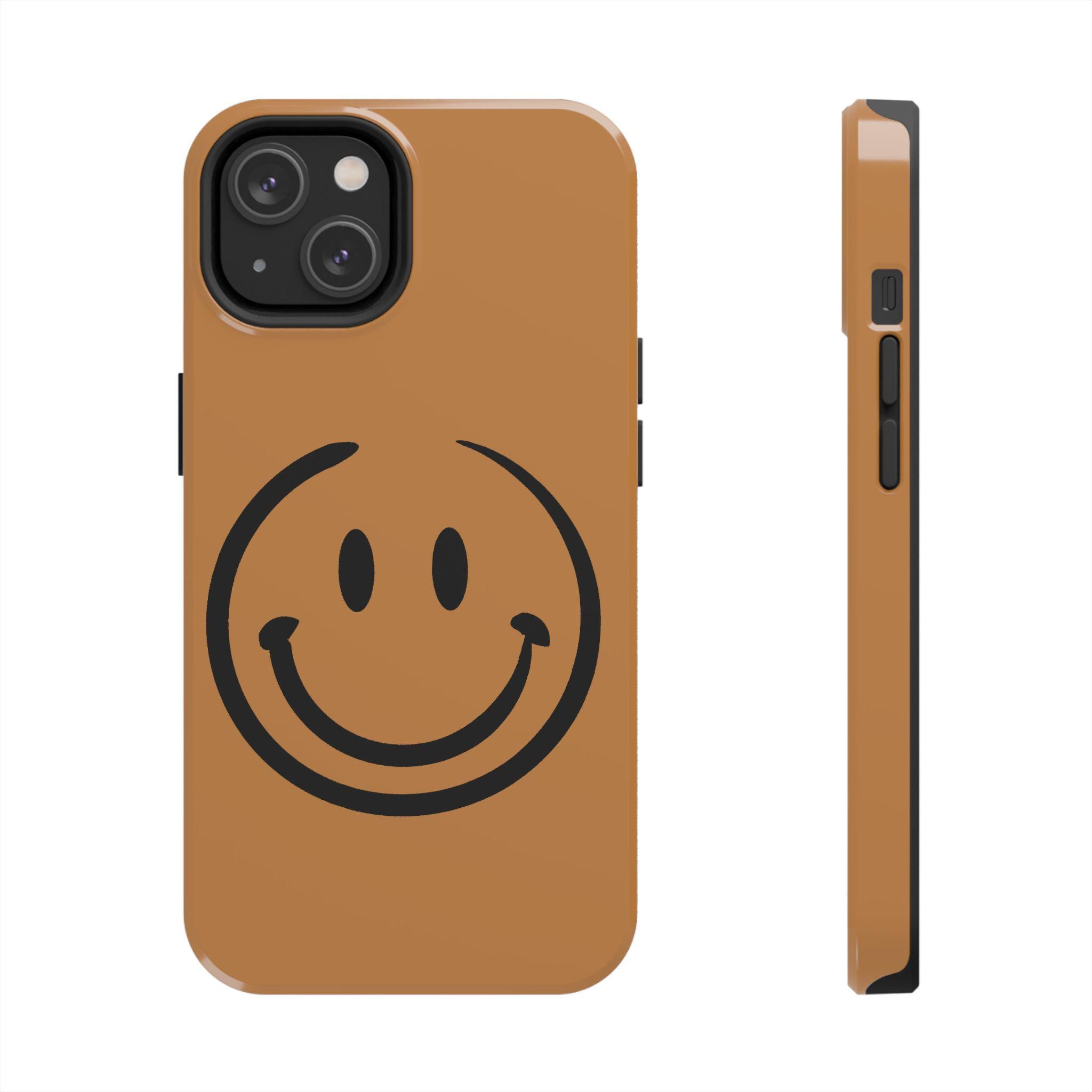 Brown With Black Smiley Face Tough Phone Cases - Etsy