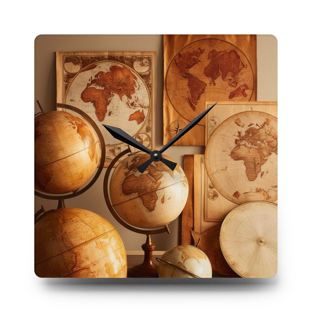 Maps and Globes Acrylic Wall Clock - Etsy