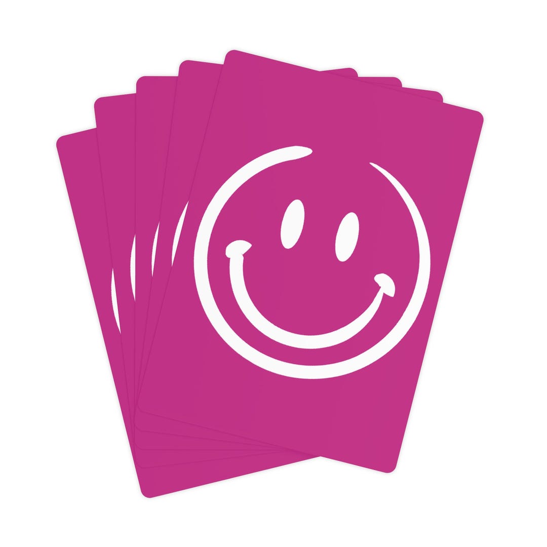 Hot Pink With White Smiley Face Poker Cards - Etsy