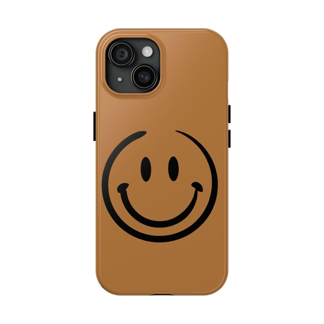 Brown With Black Smiley Face Tough Phone Cases - Etsy