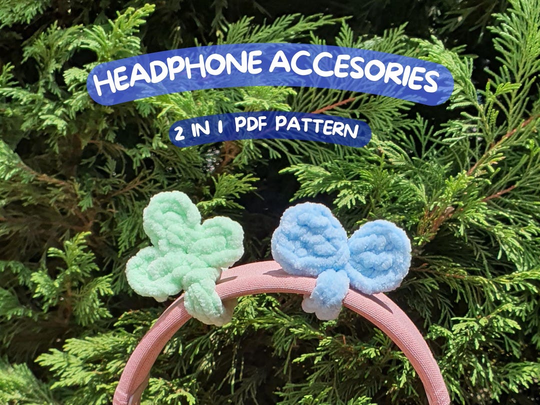 Headphone Accessories Crochet Pattern No Sew Clover Crochet Pattern Bow ...