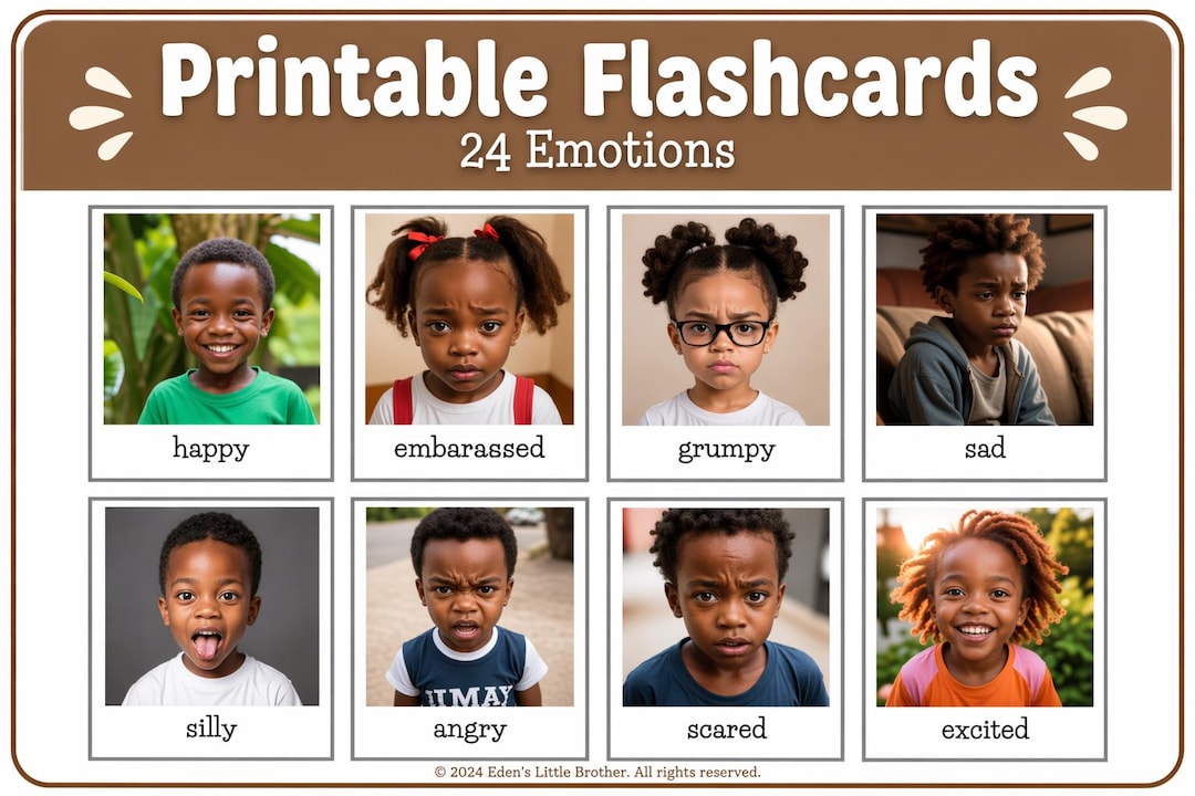 24 Emotion Flashcards for Toddlers | Printable Feelings Cards | Social ...