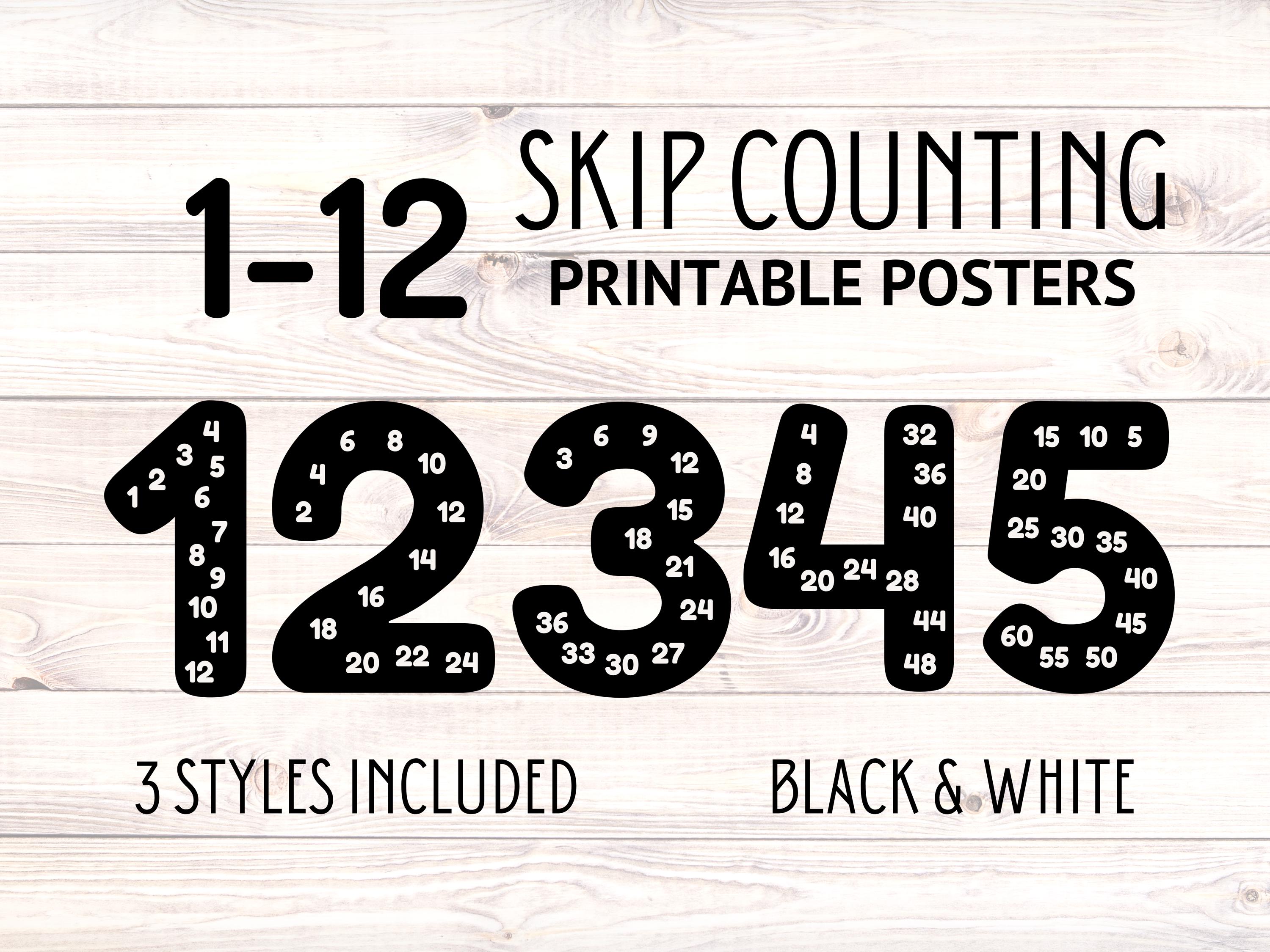 Skip Counting Multiplication Posters Black and White Printable ...