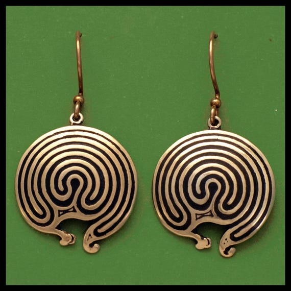 Medieval JERICHO LABYRINTH Bronze Earrings - Etsy