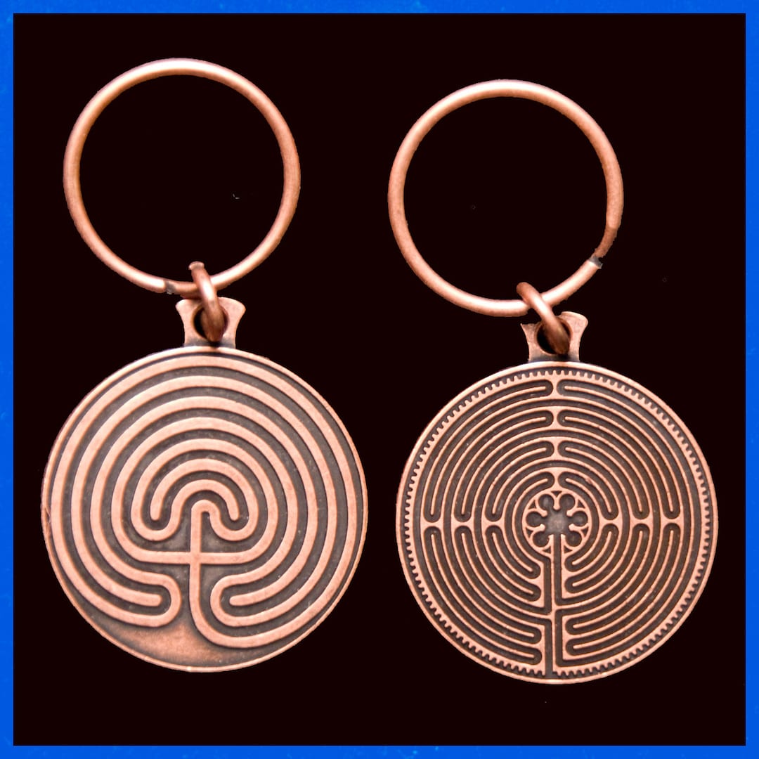 Labyrinth Key Chain- Copper Tone- 2 Sided- 11 Circuit & 7 Circuit ...