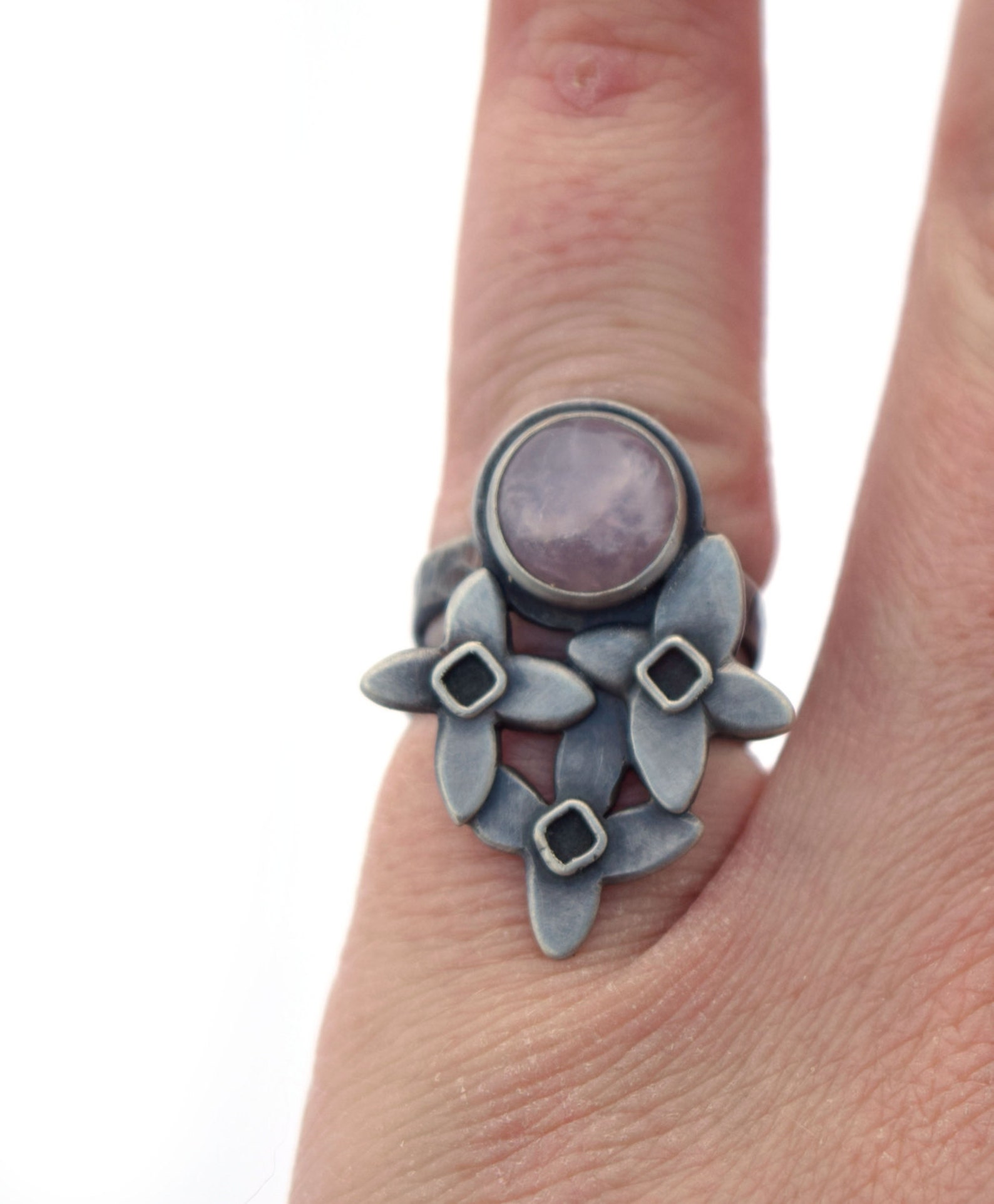 Lilac Ring Sterling Silver and Rose Quartz Ring Gemstone - Etsy