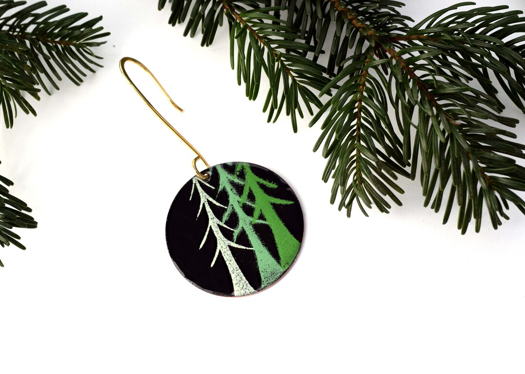 Handcrafted Enamel Tree Ornament: Redwood Pine With Brass Hook - Etsy