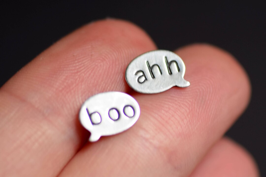 Halloween Earrings, Spooky boo ahh Talk Bubble Studs, Sterling Silver ...