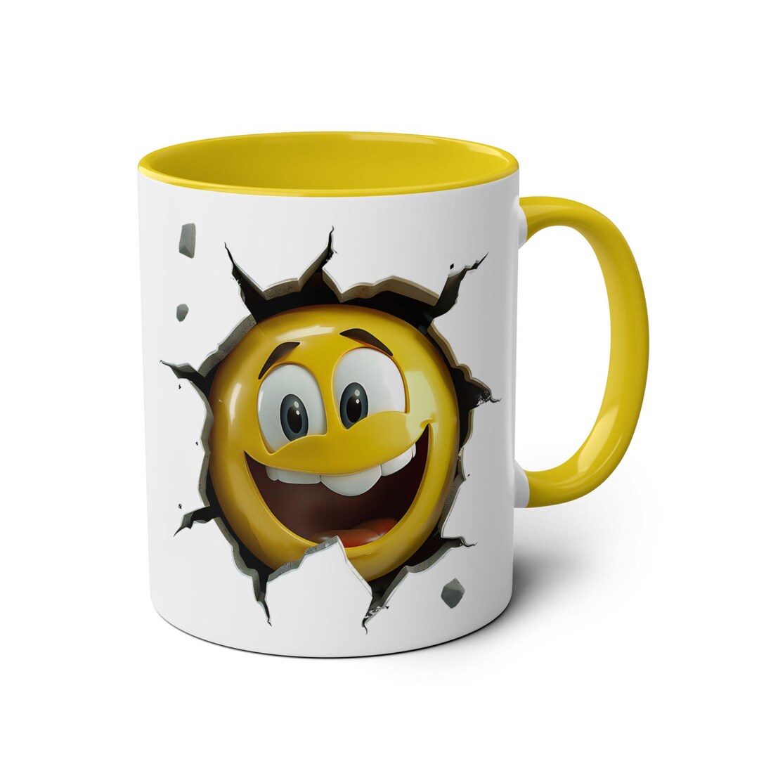 Happy Smiley Face Coffee Mug - Cute Emoticon Mug Design - Cheerful ...