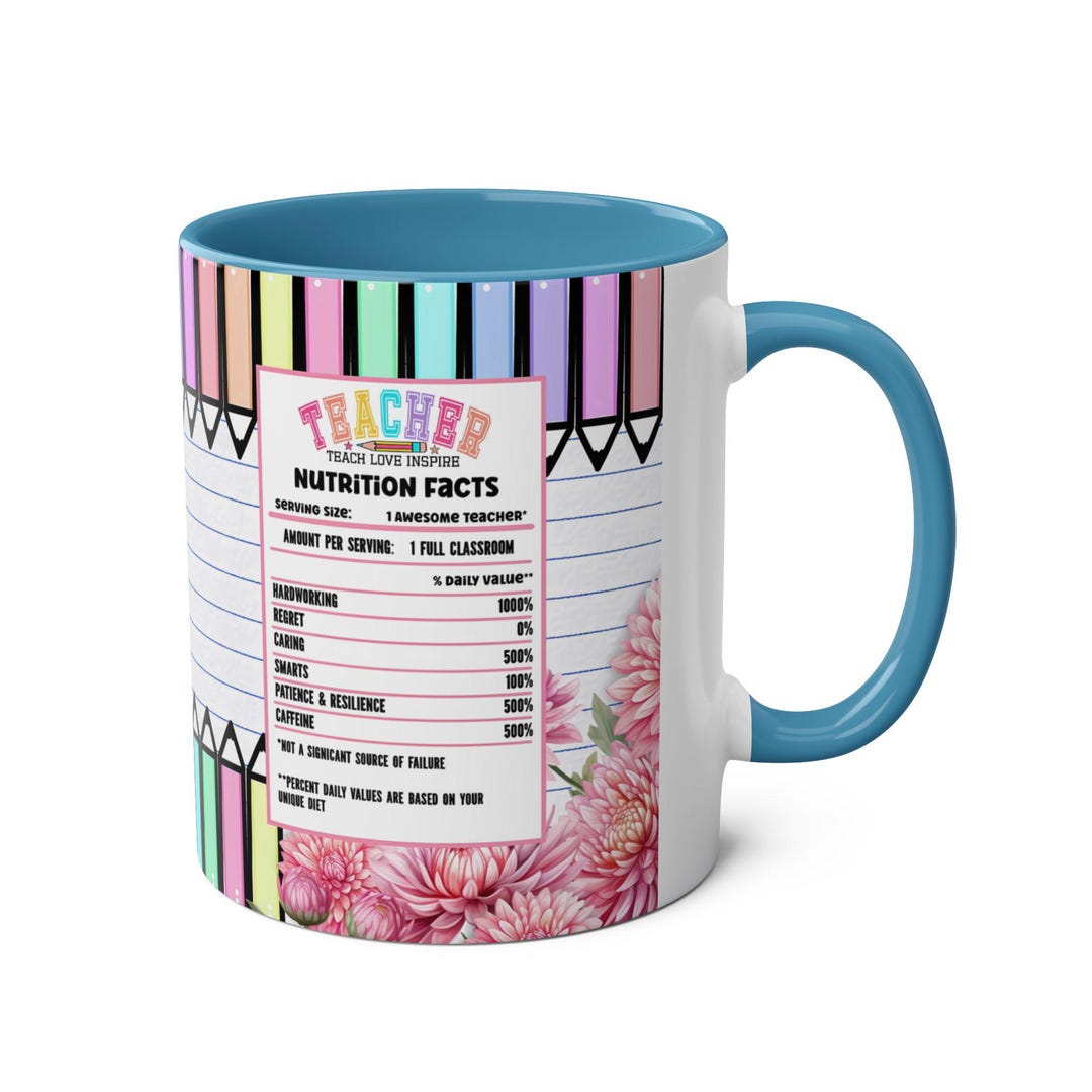 Personalised Teacher Appreciation Mug With Floral and Pencil Design ...